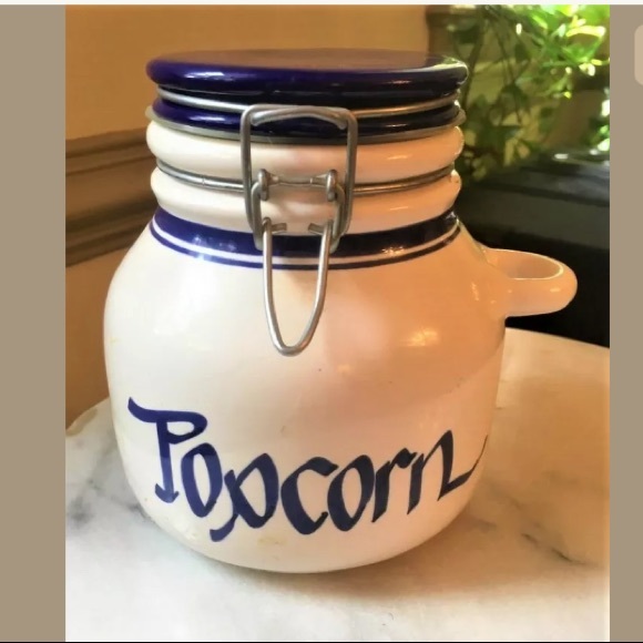 Kitchen | Ceramic Popcorn Canister With Attached Hinged Lid | Poshmark